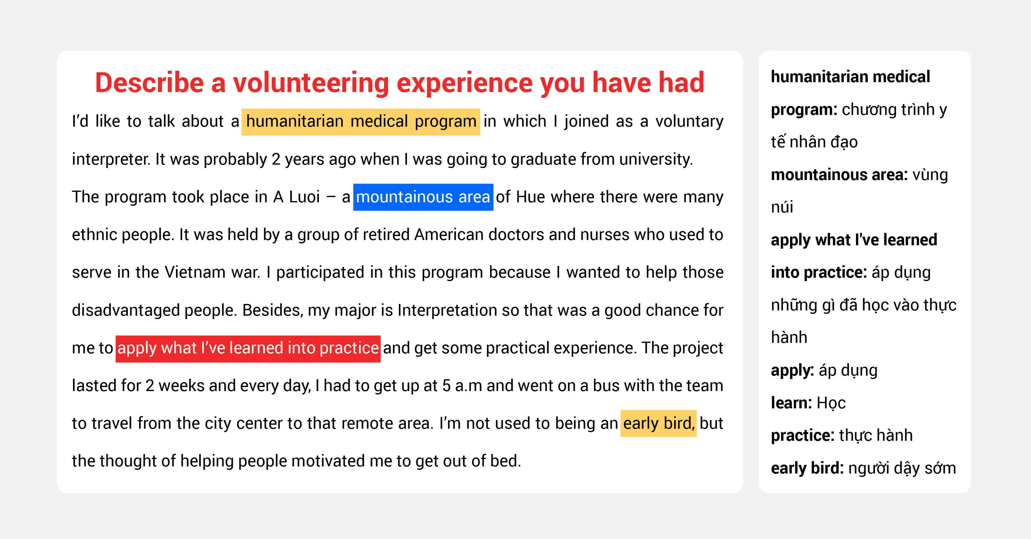 Cách trả lời Describe an experience trong IELTS Speaking Part 2