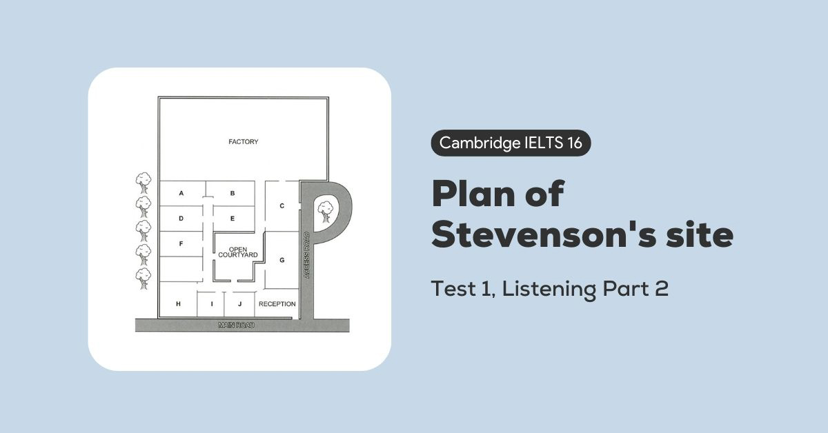 Giải Cam 16, Test 1, Listening Part 2: Plan of Stevenson's site