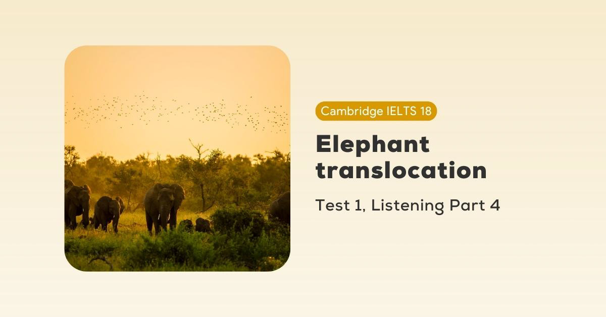Giải Cam 18, Test 1, Listening Part 4: Elephant translocation
