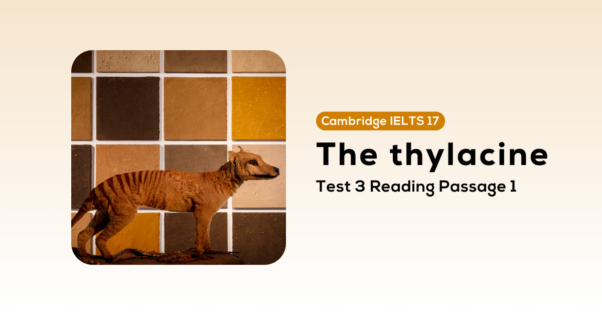 Giải Cam 17, Test 3, Reading Passage 1: The thylacine