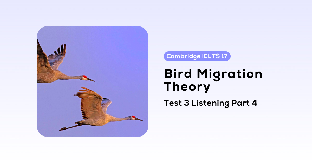 Giải Cam 17, Test 3, Listening Part 4: Bird Migration Theory